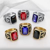 China Stainless steel Red Ruby Cross Ring for Men in Europe or America Edgy Hip-hop Fashion for sale