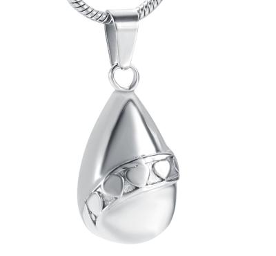 China Stainless Steel Heart Water Drop Ashes Keepsake Cremation Pendant Necklace for sale