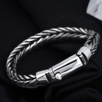 China Retro Style S925 Silver Bracelet Handwoven Keel Design for Men's Fashion Statement for sale