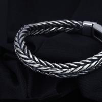 China Retro Style S925 Silver Bracelet Handwoven Keel Design for Men's Fashion Statement for sale