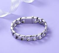 China Stainless Steel Men's Curb Chain Bracelet for Ashes Keepsake Picture Inlay Technology CNC for sale