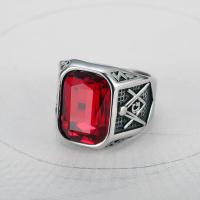 China Europe or America AG Red Diamond Ring Silver Plated and Made of 316L Stainless Steel for sale