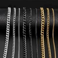 China Unisex Cuban Link Chain Necklace in Gold and Black Color Stainless Steel Jewelry for sale