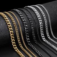 China Unisex Cuban Link Chain Necklace in Gold and Black Color Stainless Steel Jewelry for sale