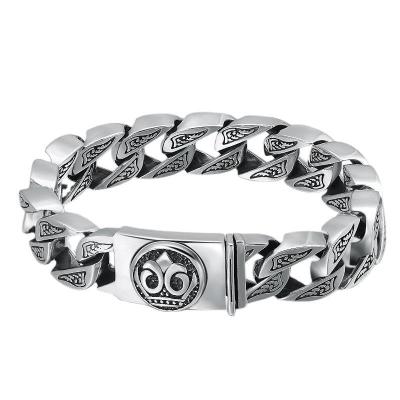 China Ethnic Style S925 Sterling Silver Ring Buckle Bracelet for Men's Domineer Personality for sale