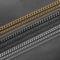 China Unisex Cuban Link Chain Necklace in Gold and Black Color Stainless Steel Jewelry for sale