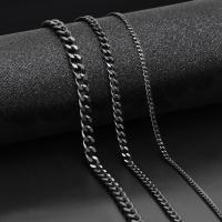 China Unisex Cuban Link Chain Necklace in Gold and Black Color Stainless Steel Jewelry for sale