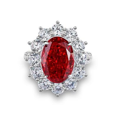 China Light Luxury Platinum Ring for Women High Carbon Diamond 8 Carat Blood Pigeon Egg Gem for sale