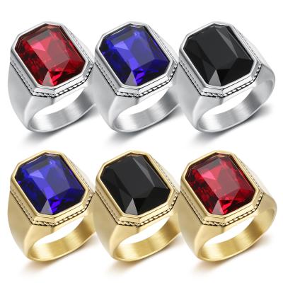 China European and American Fashion Smooth Square Gemstone Ring for Men's Creative Jewelry for sale