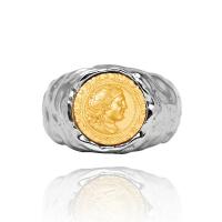 China 925 Sterling Silver Moon Goddess Ancient Coin Ring Queen Gold Bump Ins Wind Tide for sale