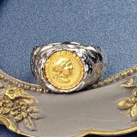 China 925 Sterling Silver Moon Goddess Ancient Coin Ring Queen Gold Bump Ins Wind Tide for sale
