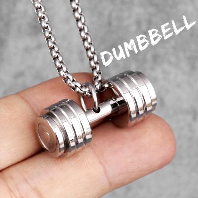 China Pendant Jewelry Type Gold Black Dumbbell Fitness Men Necklaces Pendants Chain for Male for sale