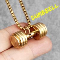 China Pendant Jewelry Type Gold Black Dumbbell Fitness Men Necklaces Pendants Chain for Male for sale