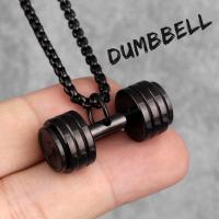 China Pendant Jewelry Type Gold Black Dumbbell Fitness Men Necklaces Pendants Chain for Male for sale