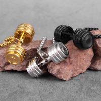 China Pendant Jewelry Type Gold Black Dumbbell Fitness Men Necklaces Pendants Chain for Male for sale