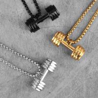 China Pendant Jewelry Type Gold Black Dumbbell Fitness Men Necklaces Pendants Chain for Male for sale