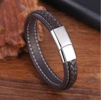 China Stainless Steel Weave Leather Bracelet Unique Designs and More Layers for European Buyers for sale
