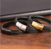 China Stainless Steel Weave Leather Bracelet Unique Designs and More Layers for European Buyers for sale