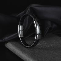 China European and American Men's Retro Titanium Steel Leather Bracelet A Fashion Statement for sale