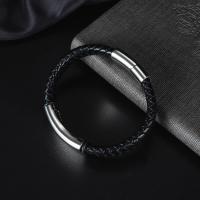 China European and American Men's Retro Titanium Steel Leather Bracelet A Fashion Statement for sale