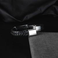 China European and American Men's Retro Titanium Steel Leather Bracelet A Fashion Statement for sale