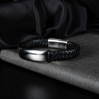 China European and American Men's Retro Titanium Steel Leather Bracelet A Fashion Statement for sale