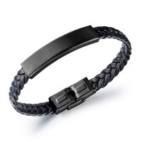 China Picture-Perfect Vintage Black Braided Stainless Steel Men's Bracelet in Simple Geometry for sale