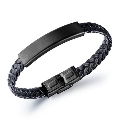 China Picture-Perfect Vintage Black Braided Stainless Steel Men's Bracelet in Simple Geometry for sale