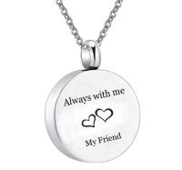 China Stainless Steel Cremation Round Urn Necklace for Men's and Women's Ashes Jewelry for sale