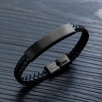 China Picture-Perfect Vintage Black Braided Stainless Steel Men's Bracelet in Simple Geometry for sale