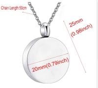 China Stainless Steel Cremation Round Urn Necklace for Men's and Women's Ashes Jewelry for sale