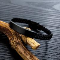 China Picture-Perfect Vintage Black Braided Stainless Steel Men's Bracelet in Simple Geometry for sale