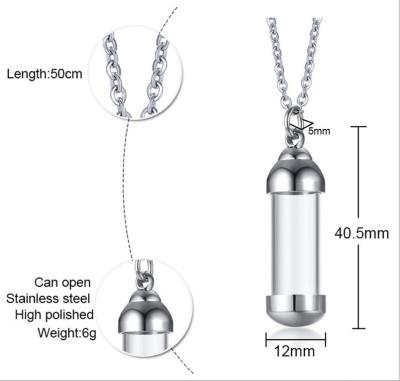 China Can Open Hollow Tube Pendants For Women Men Ashes Cremation Memorial Necklace Stainless Steel Unisex Jewelry 20