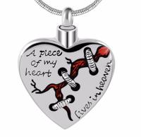 China A Piece of My Heart Lives in Heaven Unique Designs Locket Heart Cremation Urn Necklace for sale