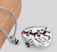 China A Piece of My Heart Lives in Heaven Unique Designs Locket Heart Cremation Urn Necklace for sale