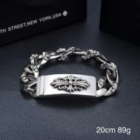 China Smooth Stripes and Full Floral Thai Silver Men's Hand Bracelet S925 Sterling Silver for sale