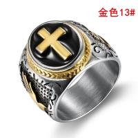 China Retro Cross Titanium Steel Men's Ring Hand of God Black Epoxy European and American for sale