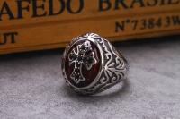 China European and American Men's Titanium Steel Crusader Ring Perfect for Party Occasions for sale