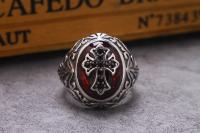 China European and American Men's Titanium Steel Crusader Ring Perfect for Party Occasions for sale