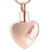 China Stainless Steel Heart Feather Cremation Ash Necklace Memorial Urn Keepsake Pendant Jewelry for sale
