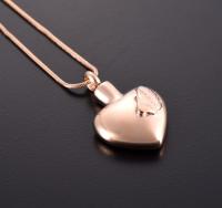 China Stainless Steel Heart Feather Cremation Ash Necklace Memorial Urn Keepsake Pendant Jewelry for sale