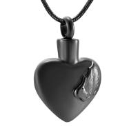 China Stainless Steel Heart Feather Cremation Ash Necklace Memorial Urn Keepsake Pendant Jewelry for sale