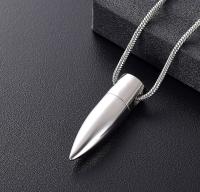 China Decoration Bullet Shape Funeral Urn Necklace For Human Pet Ashes Cremation Pendant for sale