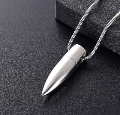 China Decoration Bullet Shape Funeral Urn Necklace For Human Pet Ashes Cremation Pendant for sale