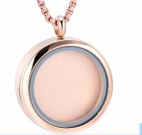 China Stainless Steel Glass Round Pendant Cremation Jewelry for Memorial Urn Locket Photo Keepsake Necklace for sale