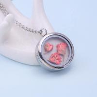 China Stainless Steel Glass Round Pendant Cremation Jewelry for Memorial Urn Locket Photo Keepsake Necklace for sale