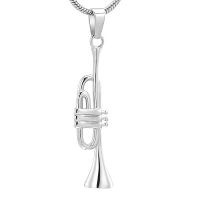 China Gift Occasion Classic Style Silver Music Trumpet Pendant Necklace for Ashes Memorial for sale