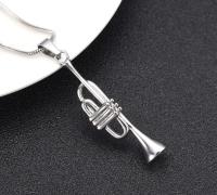 China Gift Occasion Classic Style Silver Music Trumpet Pendant Necklace for Ashes Memorial for sale