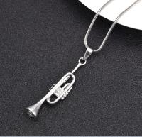 China Gift Occasion Classic Style Silver Music Trumpet Pendant Necklace for Ashes Memorial for sale