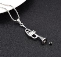 China Gift Occasion Classic Style Silver Music Trumpet Pendant Necklace for Ashes Memorial for sale